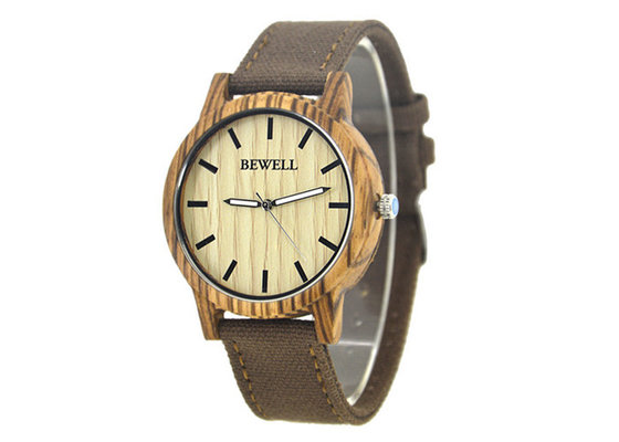 Water resistant quartz wooden watch with fabric strap oem service