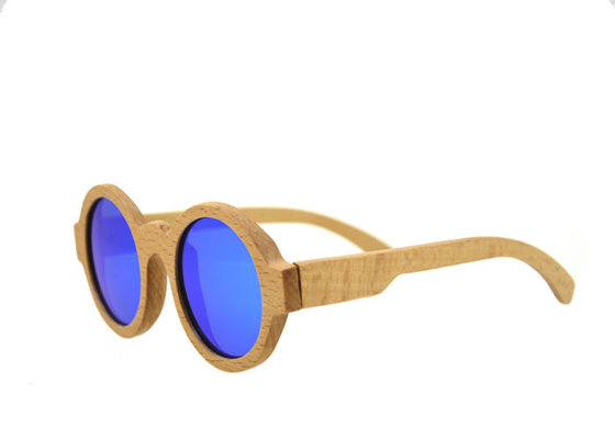 Handmade Wood Frame Sunglasses For Beach , Custom Bamboo Sunglasses