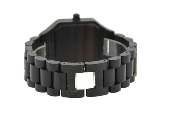 Black Sandalwood Man Wooden Wrist Watch With Quartz Movement Water Resistant