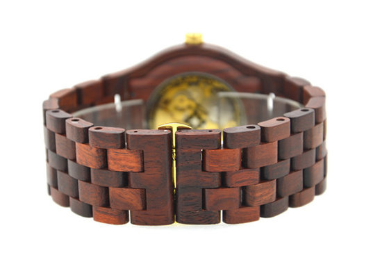 Blood Sandalwood Mechanical Automatic Wood Watch 30 Meters Water Resistant