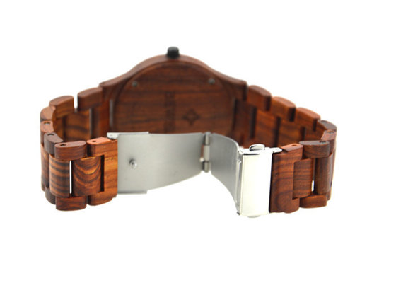 Luxury Ladies Wooden Wrist Watch / Double Press Buckle Quartz Wood Watch