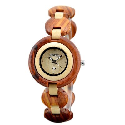 Bewell Ladies Quartz Wood Watch , Natural Sandal Wood Bracelet Watch