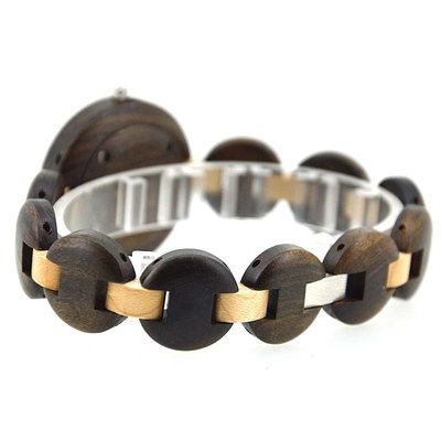 Custom Quartz Wood Watch / Bewell Wooden Mens Watch With Black Sandalwood Case
