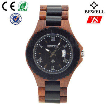Japan Movement Wooden Wrist Watch With Spring Buckle , Logo Customized