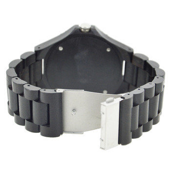 Black Personalized Men Wooden Watches With Crystal Glass , Water Resistance