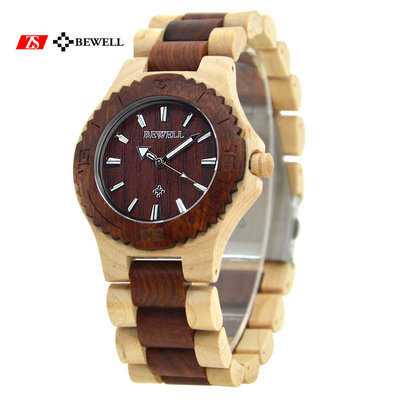 Custom Men Wooden Watches With Black Sandalwood Case , Band Adjustable