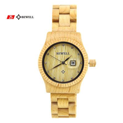 Custom Waterproof Ladies Wooden Watch With Japan Movement , Harden Glass