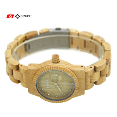 Custom Waterproof Ladies Wooden Watch With Japan Movement , Harden Glass