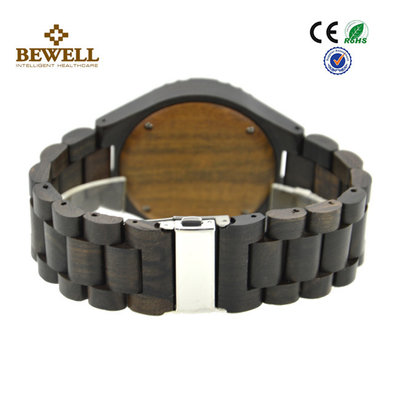 Handmade Engraved Men Wooden Watches With Calendar Function And Ebony Case
