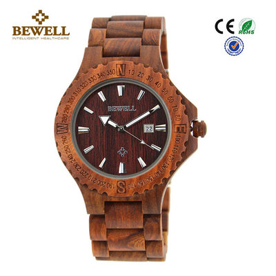 Beautiful Unique Men Wooden Watches , Natural Wood Watches Single Calendar