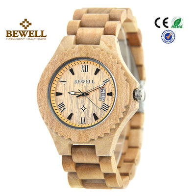 Fashion Leisure Stylish Bewell Wood Watch , Maple Wooden Womens Watches