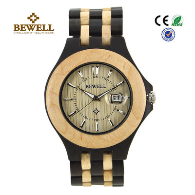 Luxury Hand Crafted Wooden Wrist Watch For Groomsmen , Ebony Maple