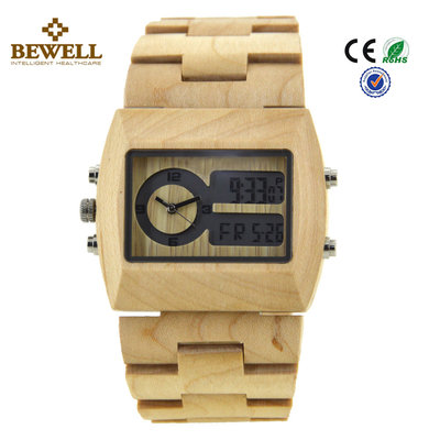 Unique Gift Maple Wooden Watches For Men , Square Wooden Wrist Watch