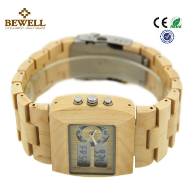 Unique Gift Maple Wooden Watches For Men , Square Wooden Wrist Watch