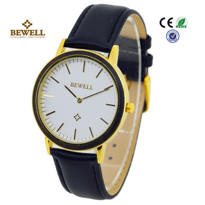 Black Sandalwood And Matte Black Stainless Steel Wrist Watches With Leather Starps