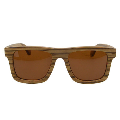 Bewell Polarized Unisex Zebra Wood Frame Sunglasses With Brown Lens