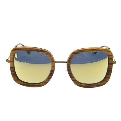 Special Metal Frame zebra Wooden Polarized Sunglasses , FSC handmade wooden glasses