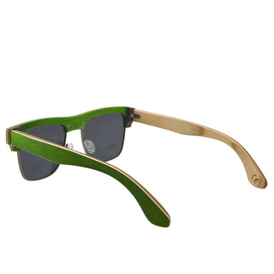Fashion Polarized Lens Bamboo Frame Sunglasses , Skateboard Wood Sunglasses Custom Logo