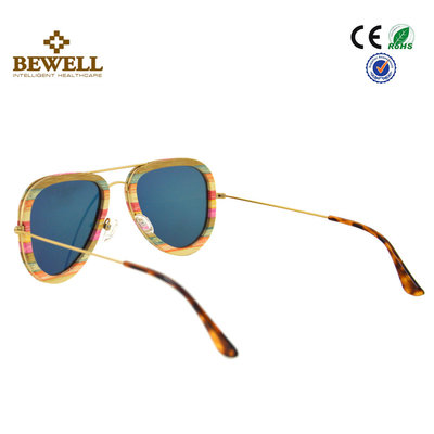 Popular Metal Frame Wooden Polarized Sunglasses , Natural Pilot Custom Wood Sunglasses