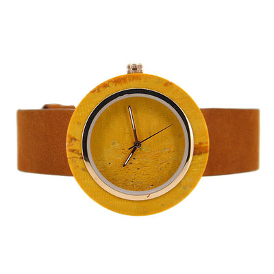 Creative Marble Face Watch , Water Resistant Slim Stone Watch With Leather Strap