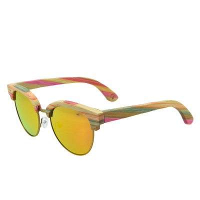 Flashing Polarized lenses wood wayfarer sunglasses , bamboo wood sunglasses