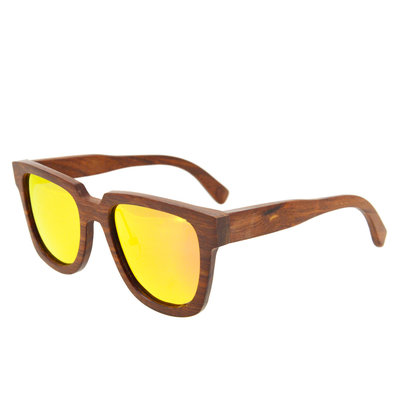 Red Sandalwood Wood Frame Prescription Glasses With Yellow Mirror
