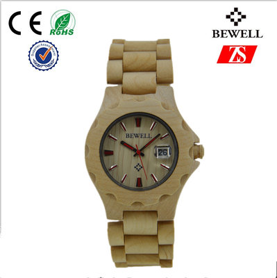 Natural Bamboo Wrist Watch With Wood Case Back , Sandalwood Watch