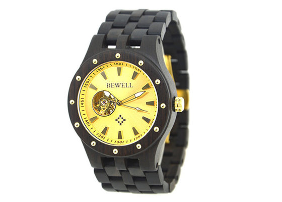 Sapphire Glass Luxury Wooden Watches Batterfly Buckle Mechanical Movement