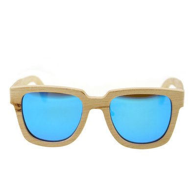 100% UV mirror women polarized sunglasses with logo ,  wood wayfarer sunglasses