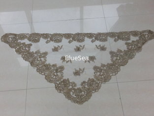 China Khaki  Ivory Authentic Spanish Floral Mantillas Mesh Based Embroidery veils supplier