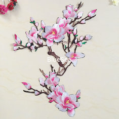 China Hot Fix Motif mangnolia  Embroidery Lace Flower for Cheongsam supplier