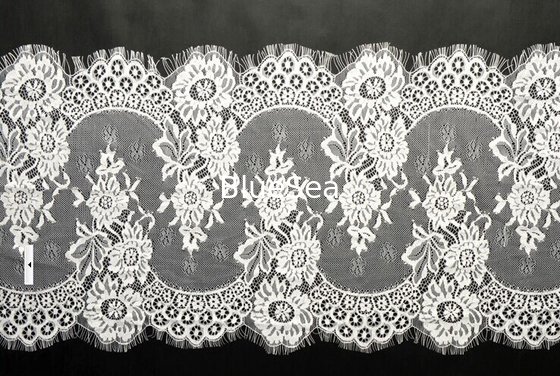 eyelash lace border/lace edged lace/black/white off lace supplier