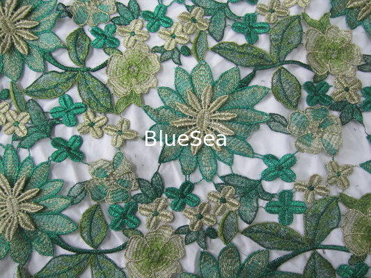 60cm Emulation Real Silks Chemical Lace Red/Green  Color Water Soluble Embroidery Fashion fabric supplier