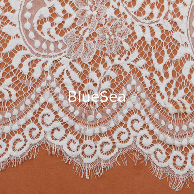eyelash lace border/lace edged lace/black/white off lace supplier