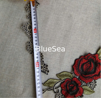 100%Polyester  Embroidery  Pajams Collar Lace   Mesh Based Necklace Decoration supplier