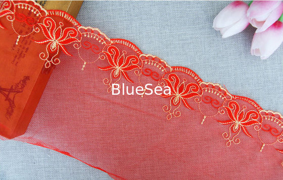 Apparel Accessories Mesh Based  Embroider Lace Trim for Nightgown supplier