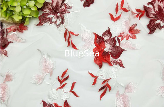 2018 Summer Newest Style Red Plain Embroidery Fabric 130cm wide supplier