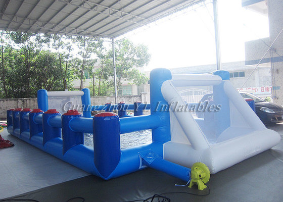 10*8 M 0.45mm PVC Blue White Inflatable Soap Soccer Field For Grass