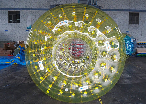 Giant Amazing Sea Water Park Inflatable Water Roller Yellow Dots