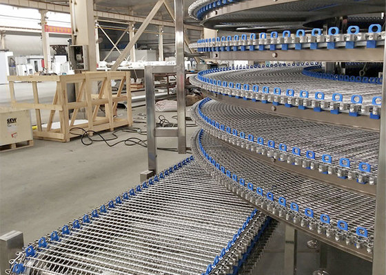 Food Grade Belt Conveyor Cooling Spiral System / Industry Bread Cooling Machine