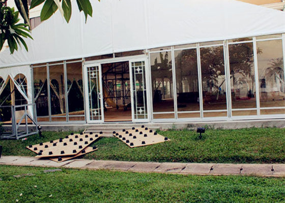 Fashion Large Party Tents PVC Fabric Buildings With Transparent Glass Wall Door