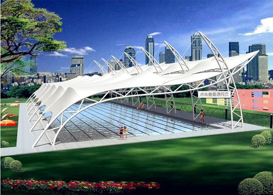 Pagoda Shape Tensile Structure Fabric  For Swimming Pool Steel Structure