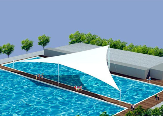 Triangle Swimming Pool Tents With PVDF Cover Steel Frame For Sun Shade