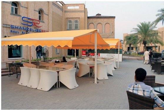 Coffee Shop Awning You Can Use Remoto Control Or Handle Extend and Shrink , Garden Awnings