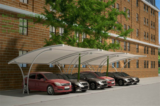 PVDF Tensile Membrane Structure Car Packing Double Car Canopy With Professional Special Design