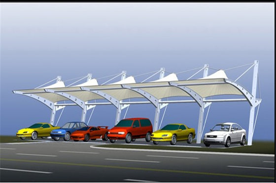 PVDF Cover Tensile Steel Membrane Awnings For Parking Colorful Car Shade Canopy
