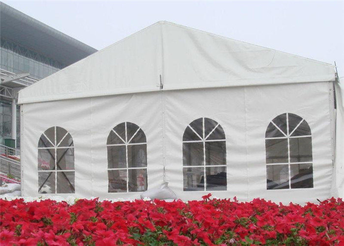 White Party Tent Marquee Temporary Fabric Buildings With Clear PVC Walls