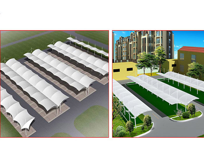 Large Metal Car Parking Shed Two Sided , Car Wash Shade Structures Permanent