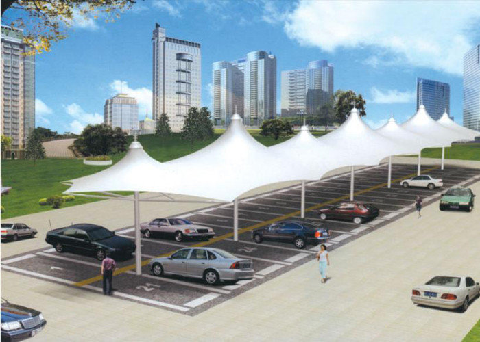Custom Double Car Canopy Double Side , Steel Shade Structures For Garage