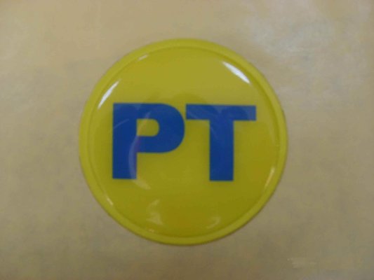 PT Lettering Resin Epoxy Dome Stickers Yellow Background With Strong Adhesive